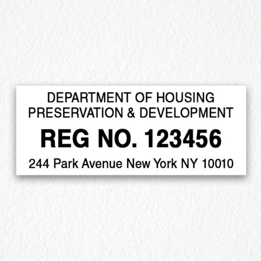 Registration Number Sign - HPD Signs NYC
