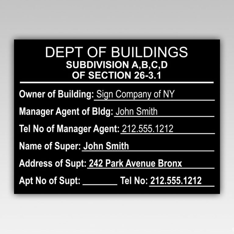 Building Supervision Sign - HPD Signs NYC