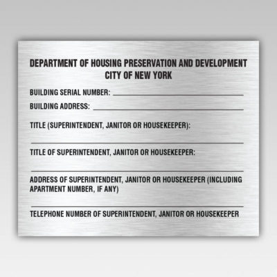 Building Registration Number Sign - HPD Signs NYC