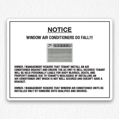 Air Conditioner Policy Sign - HPD Signs NYC
