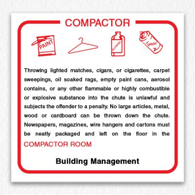 Building Compactor Room Sign - HPD Signs NYC